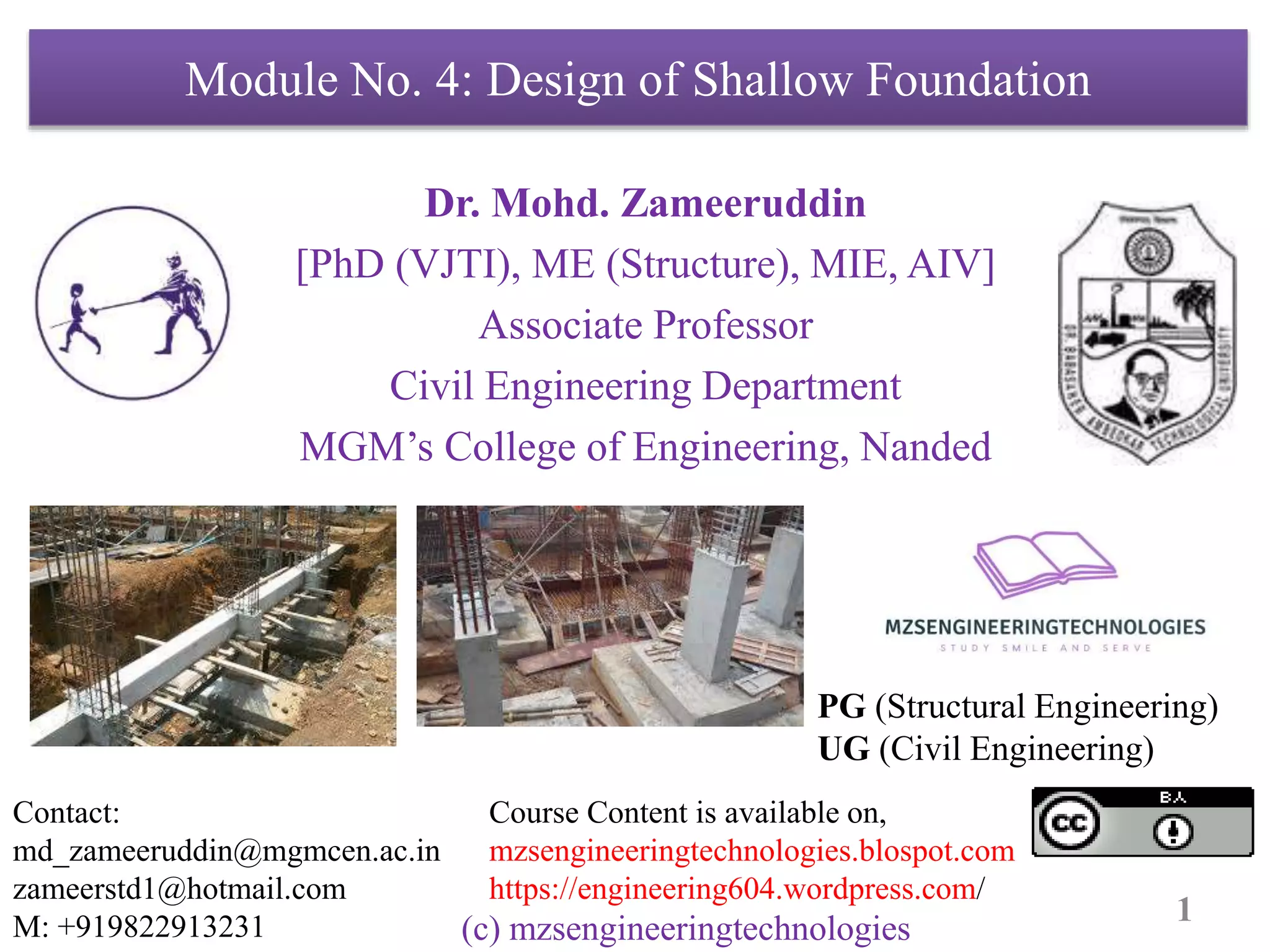 Design of shallow foundation slide share | PPTX