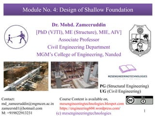 Design of shallow foundation slide share | PPTX