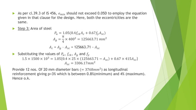 Design of short circular axially loaded column | PPTX