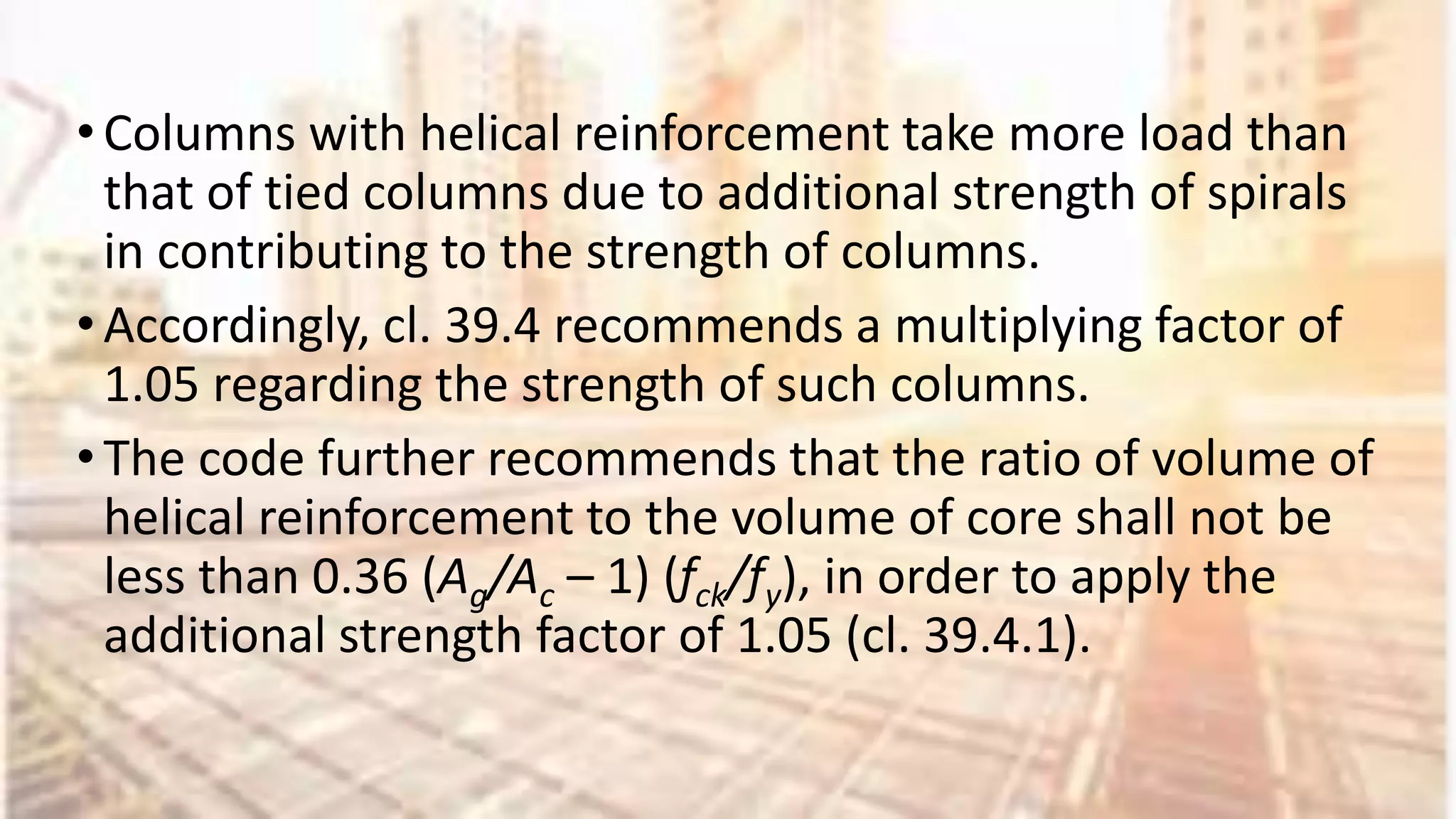 Design of short columns using helical reinforcement | PPTX