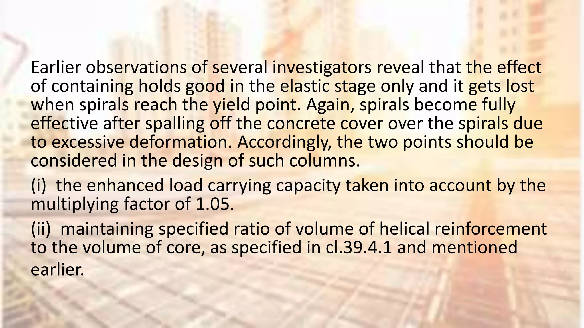 Design of short columns using helical reinforcement | PPTX