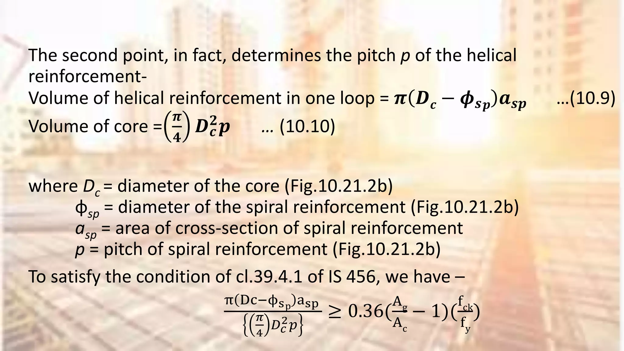 Design of short columns using helical reinforcement | PPTX