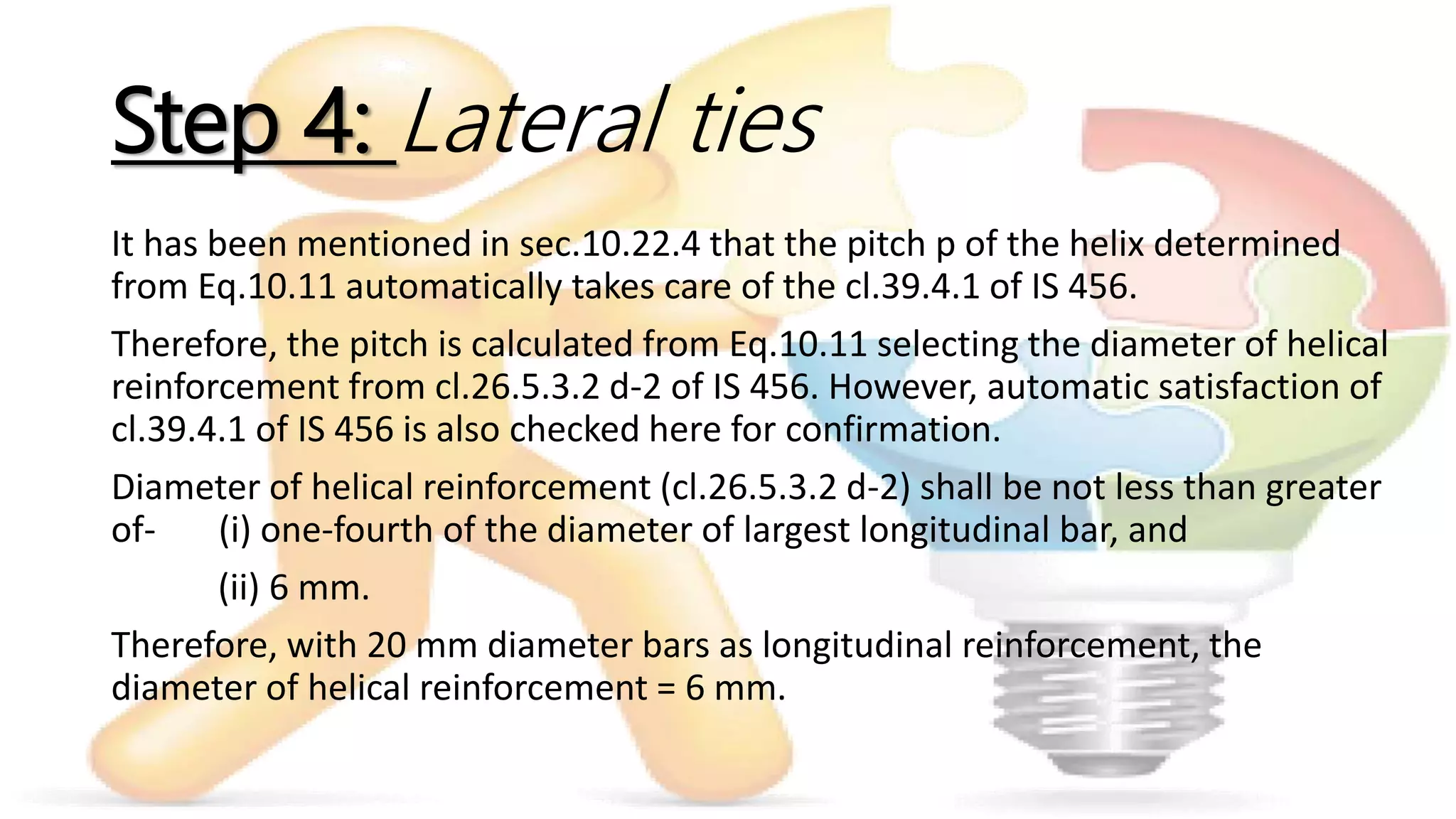 Design of short columns using helical reinforcement | PPTX