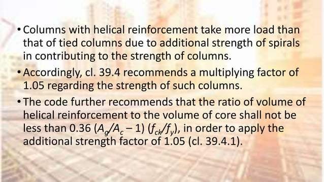 Design Of Short Columns Using Helical Reinforcement Pptx Physics Science