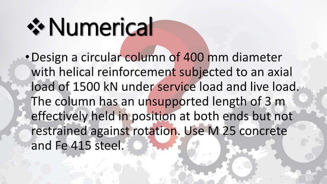 Design Of Short Columns Using Helical Reinforcement Pptx Physics Science