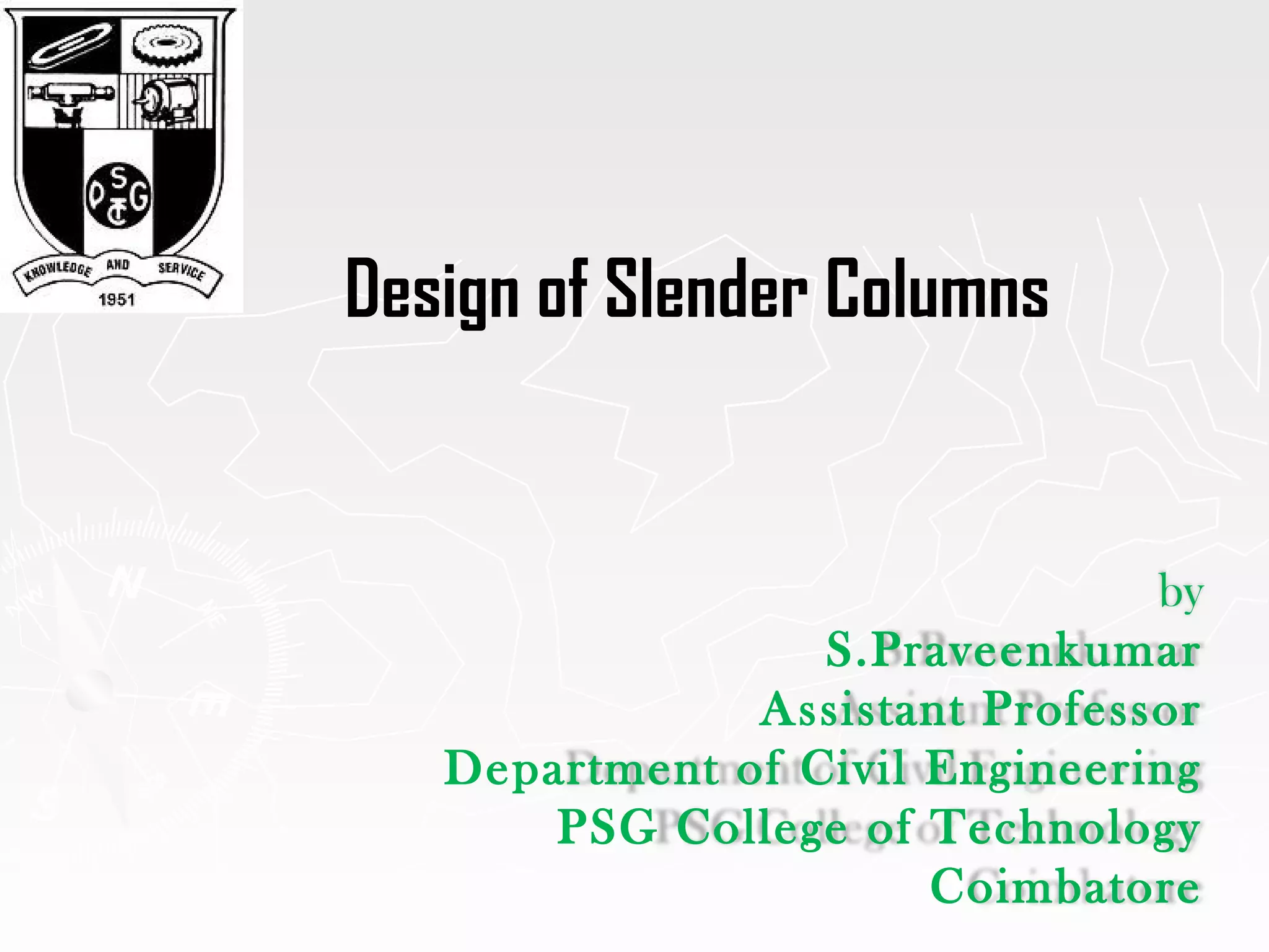 Design of slender columns as per IS 456-2000 | PPT