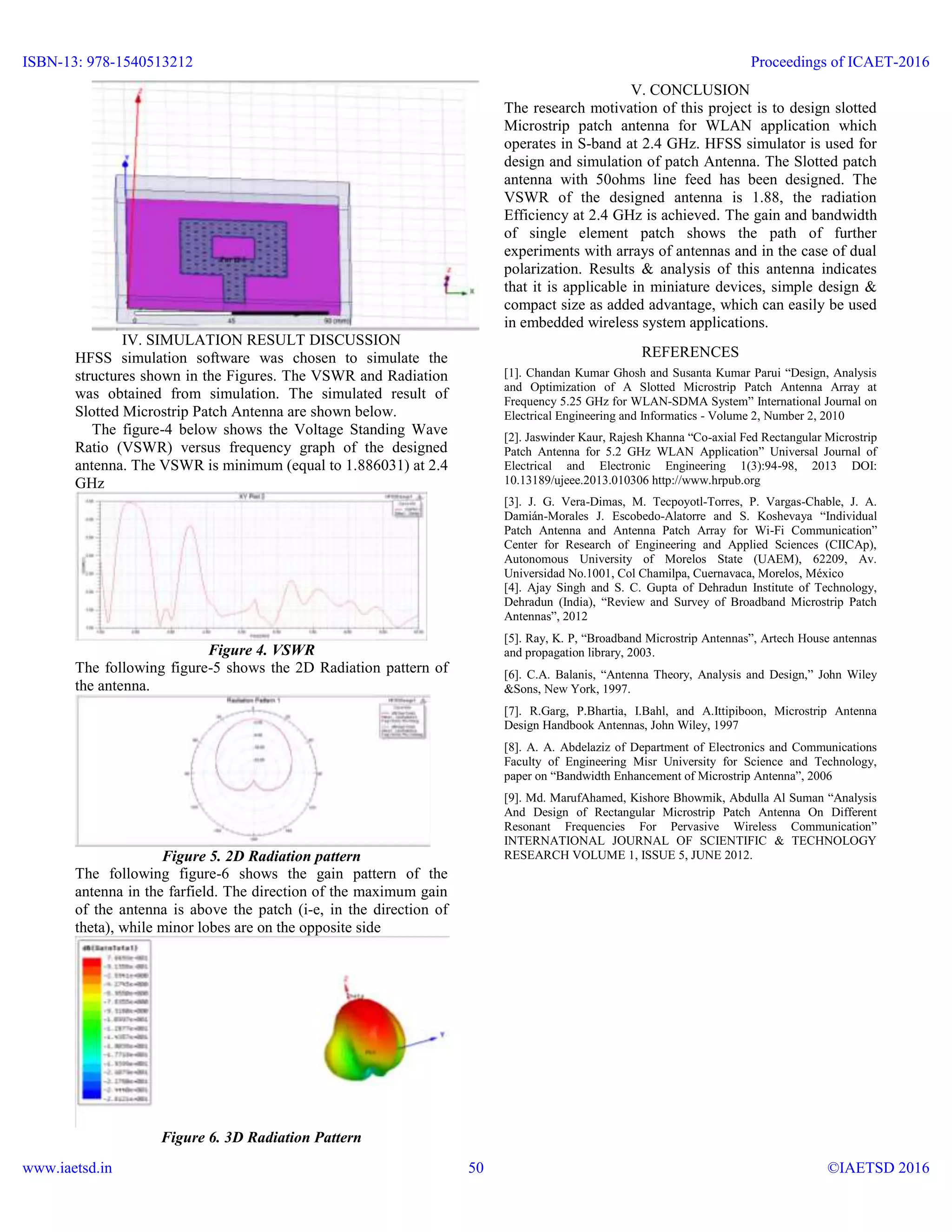 iaetsd Design of slotted microstrip patch antenna for wlan application | PDF