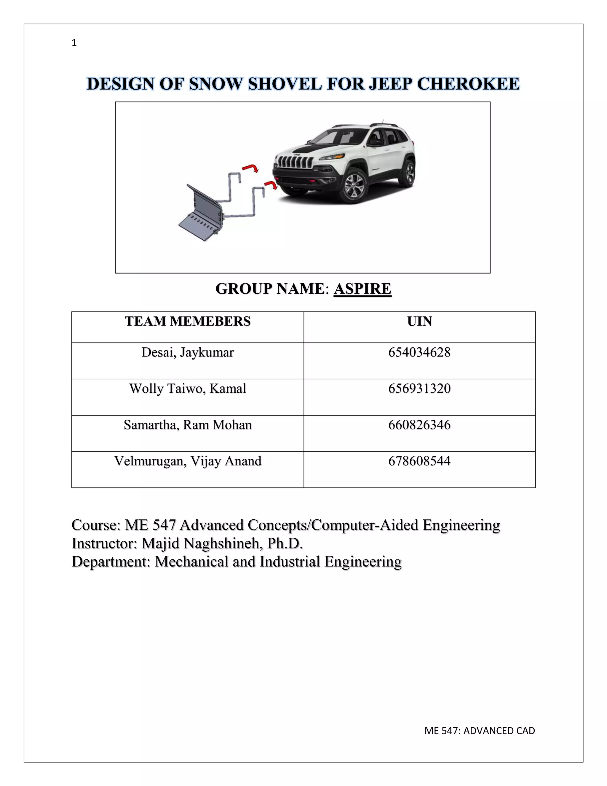 Design of snow shovel for jeep cherokee | PDF