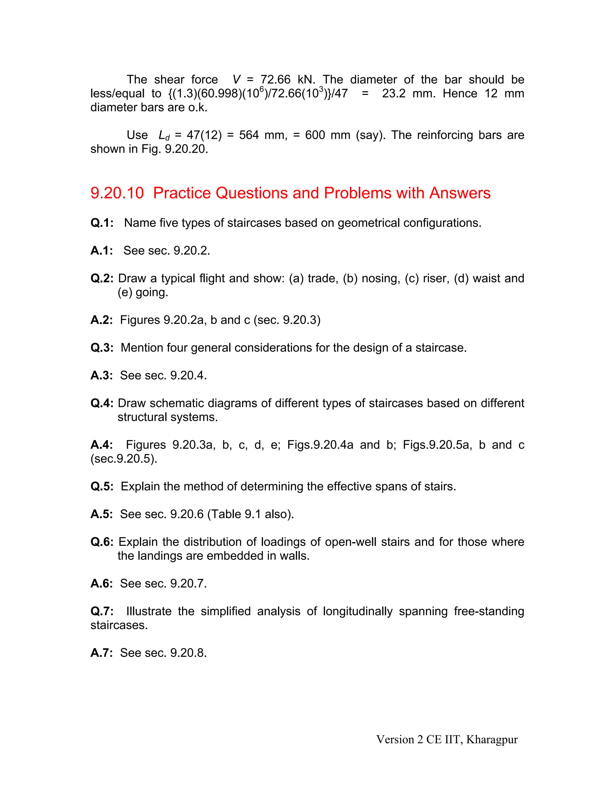 Design of Reinforced Concrete Stair Case | PDF