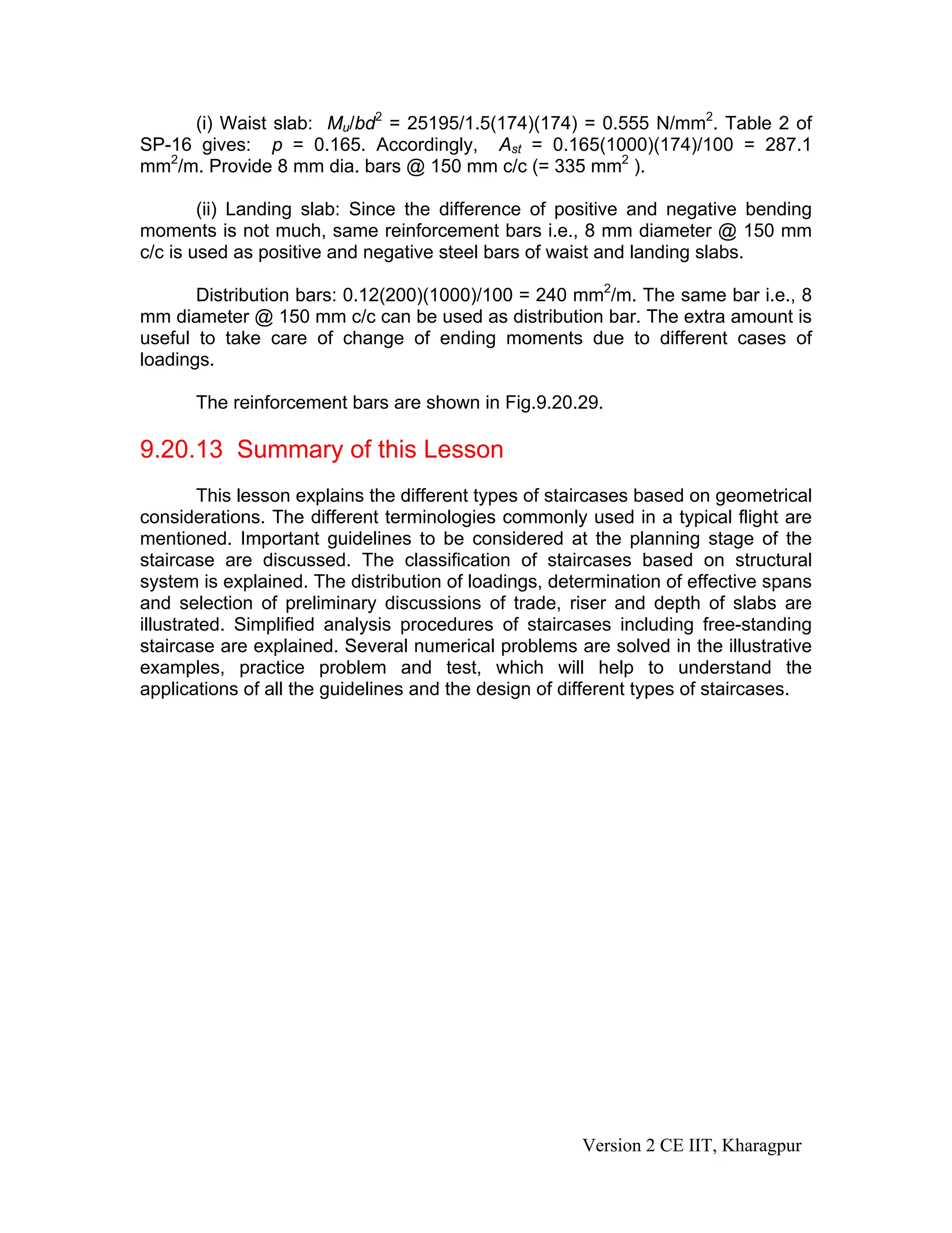 Design of Reinforced Concrete Stair Case | PDF