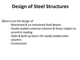 Design of steel structural elements | PPTX