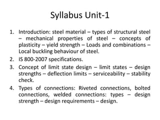 Design of steel structures, jntuh syllabus | PPTX