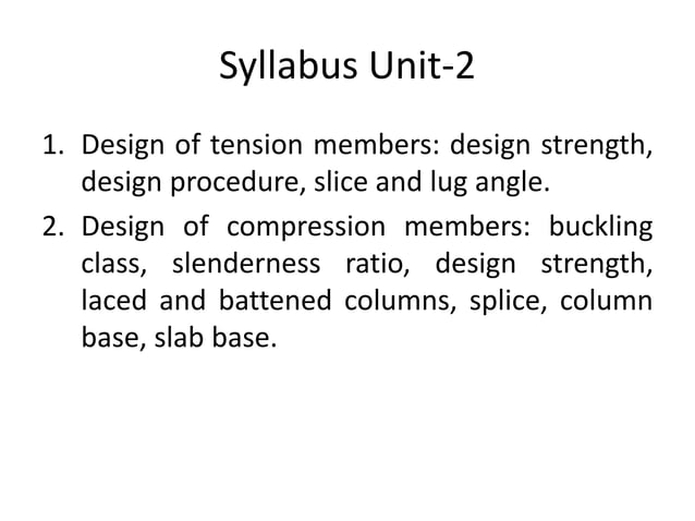 Design of steel structures, jntuh syllabus | PPTX | Physics | Science