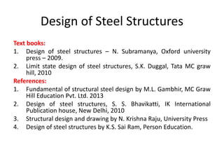 Design of steel structures, jntuh syllabus | PPTX