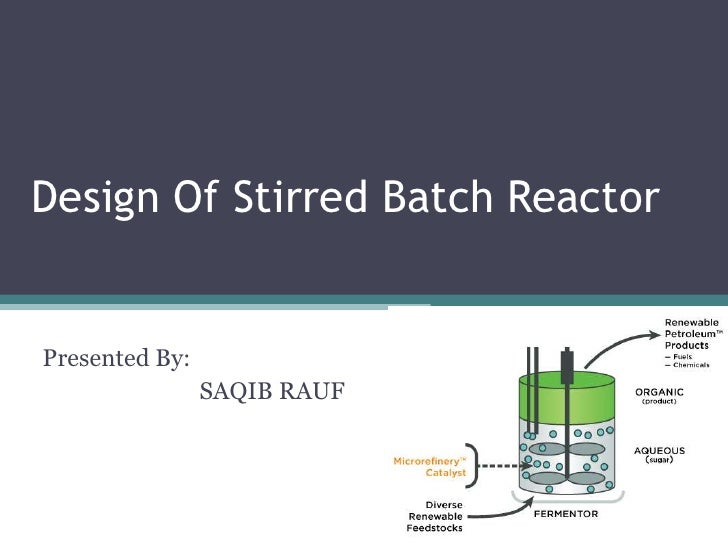 Design Of Stirred Batch Reactor