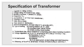 Design of transformer: classification & specification | PPTX