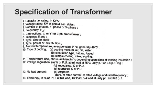 Design Of Transformer Classification And Specification Pptx Home