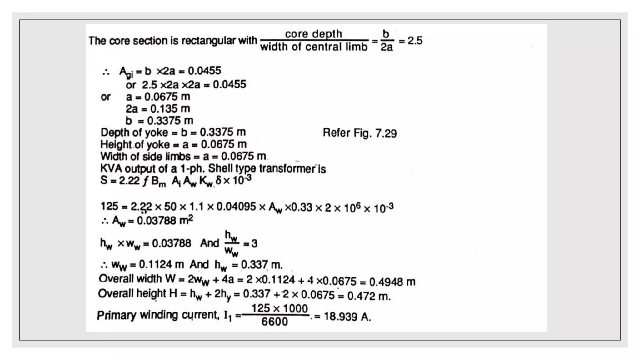 Design Of Transformer Dimension Of Shell Type Transformer And Winding