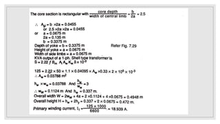 Design of transformer: Dimension of shell type transformer & winding ...