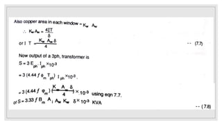 Design of transformer: Output Equation | PPTX