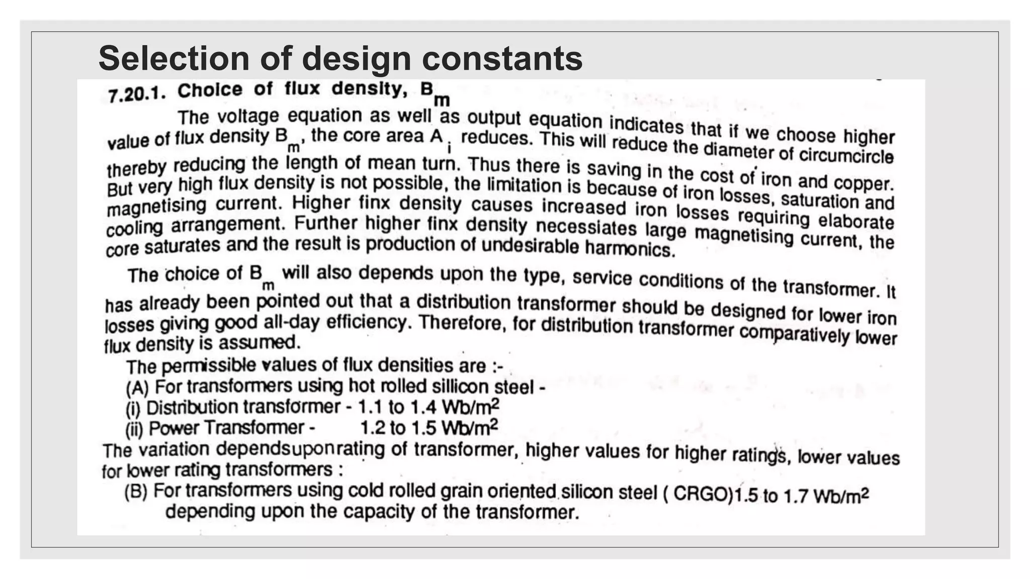 Design of transformer: selection of design constant | PPTX | Physics ...