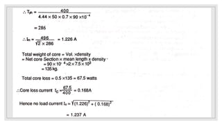 Design of transformer: Voltage Regulation and No Load Current | PPTX
