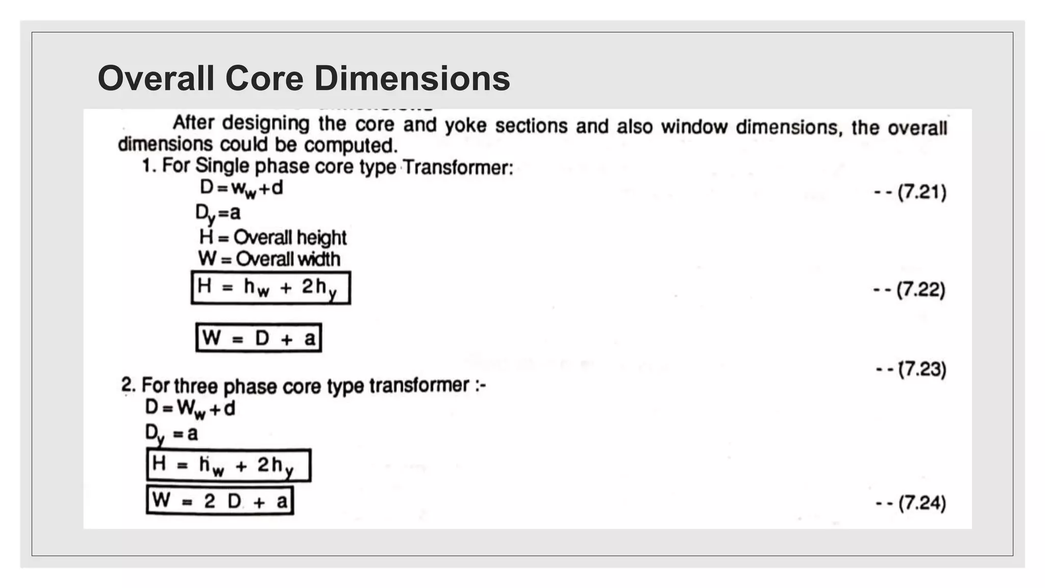 Design of transformer: yoke & core dimensions | PPTX