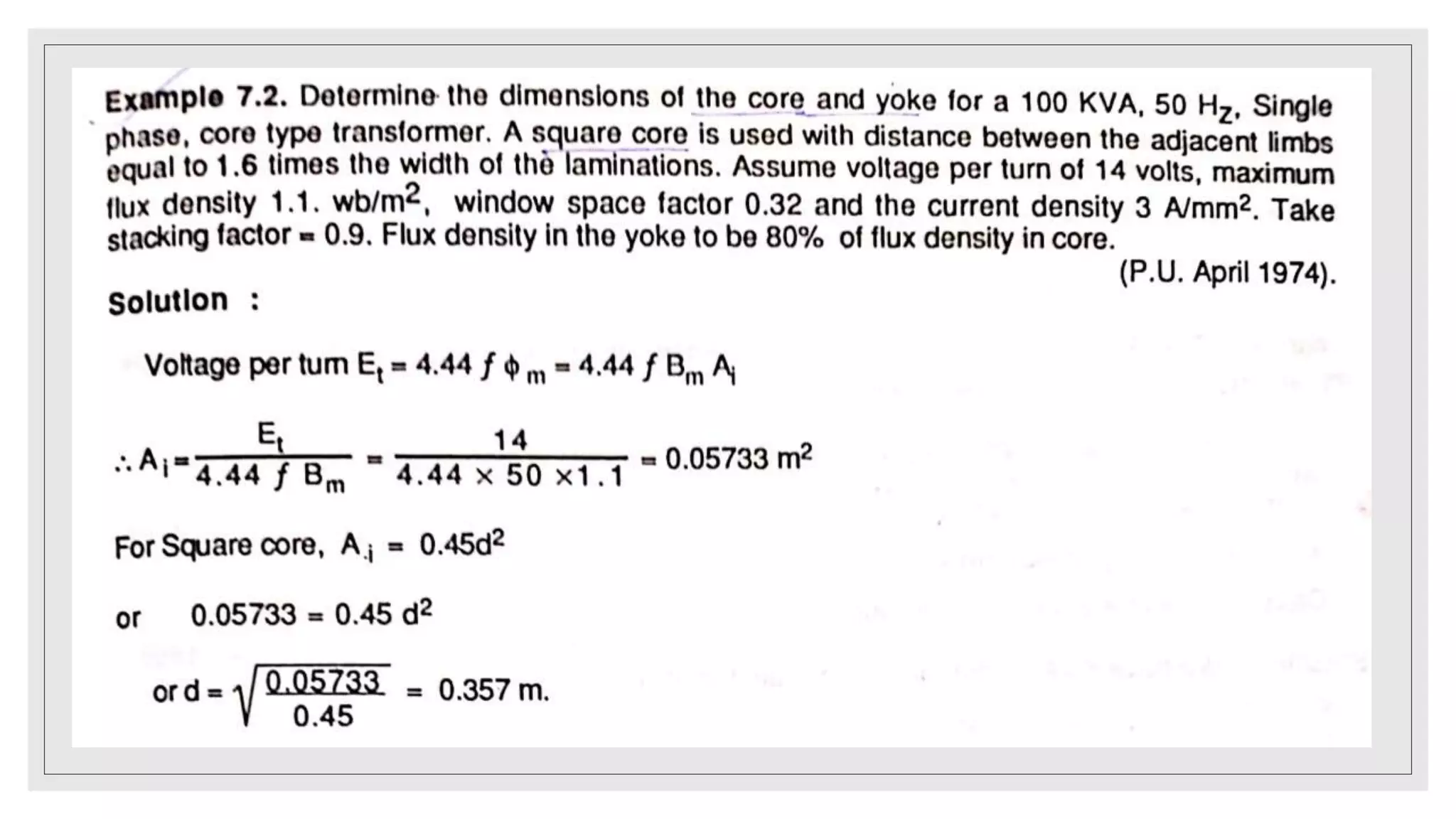 Design of transformer: yoke & core dimensions | PPTX