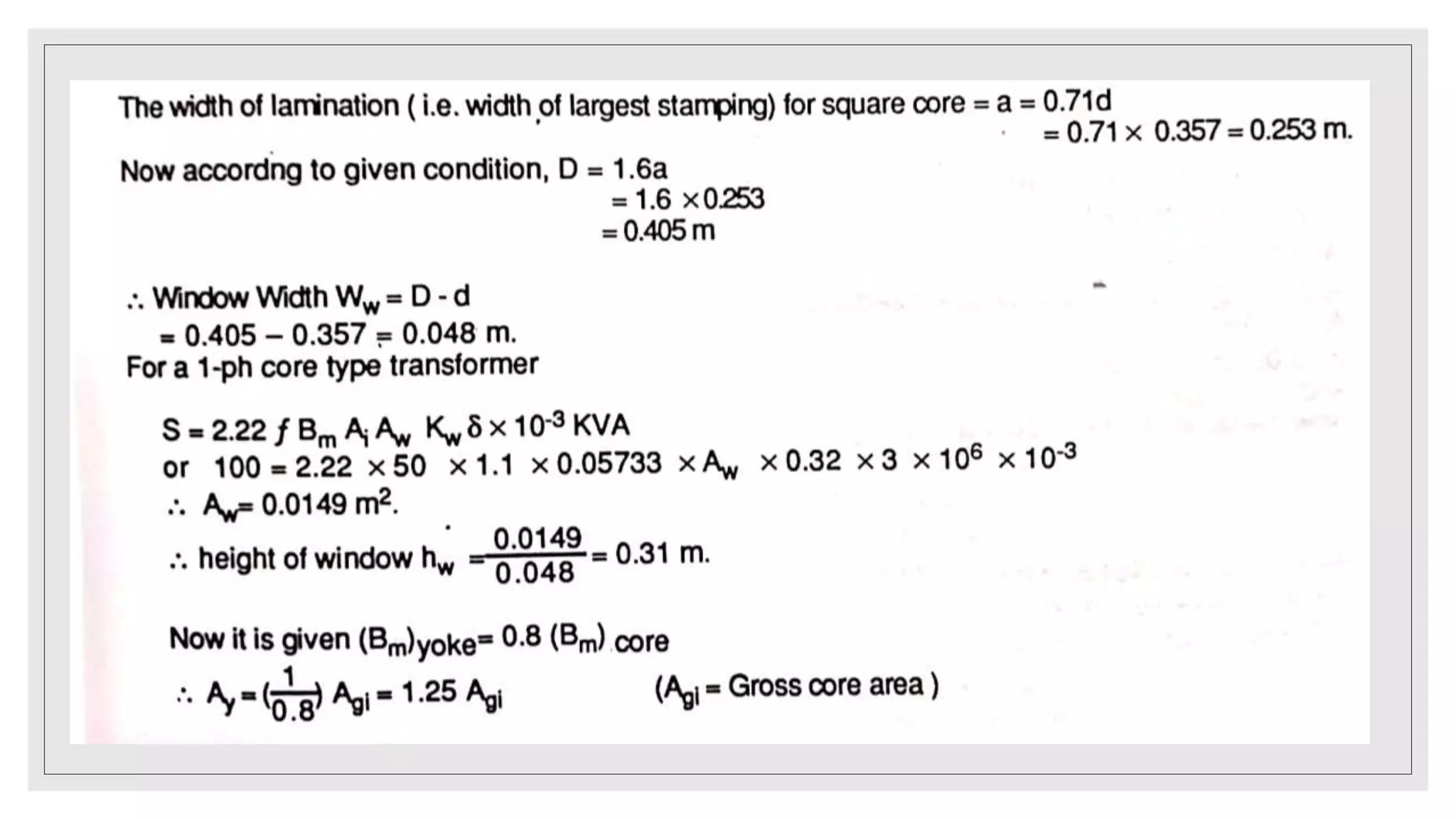 Design of transformer: yoke & core dimensions | PPTX