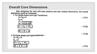 Design of transformer: yoke & core dimensions | PPTX