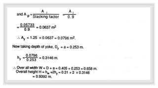 Design of transformer: yoke & core dimensions | PPTX