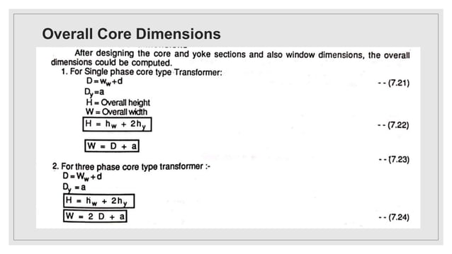 Design of transformer: yoke & core dimensions | PPT
