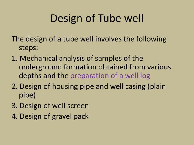 Design of Tube Well.ppt | Geology | Science
