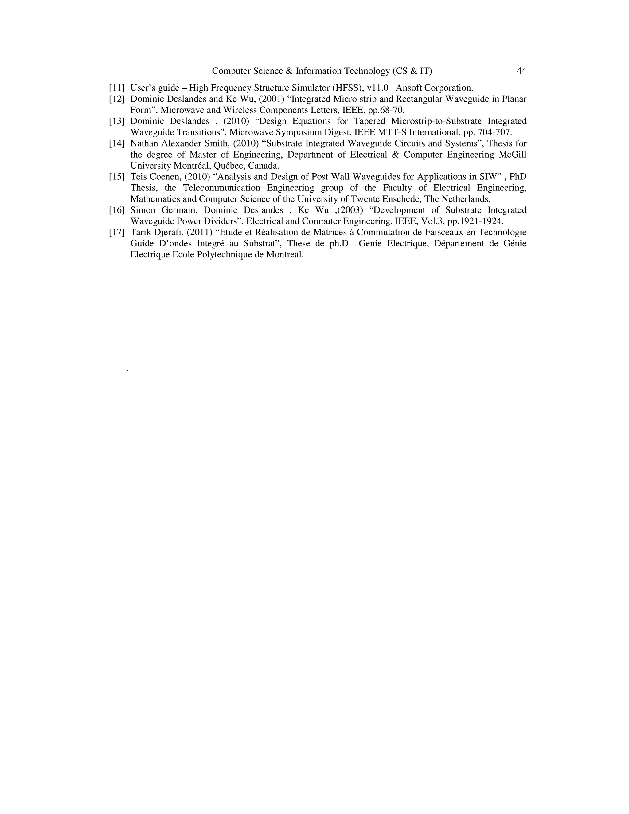 Design Of V Band Substrate Integrated Waveguide Power Divider Circulator And Coupler Pdf