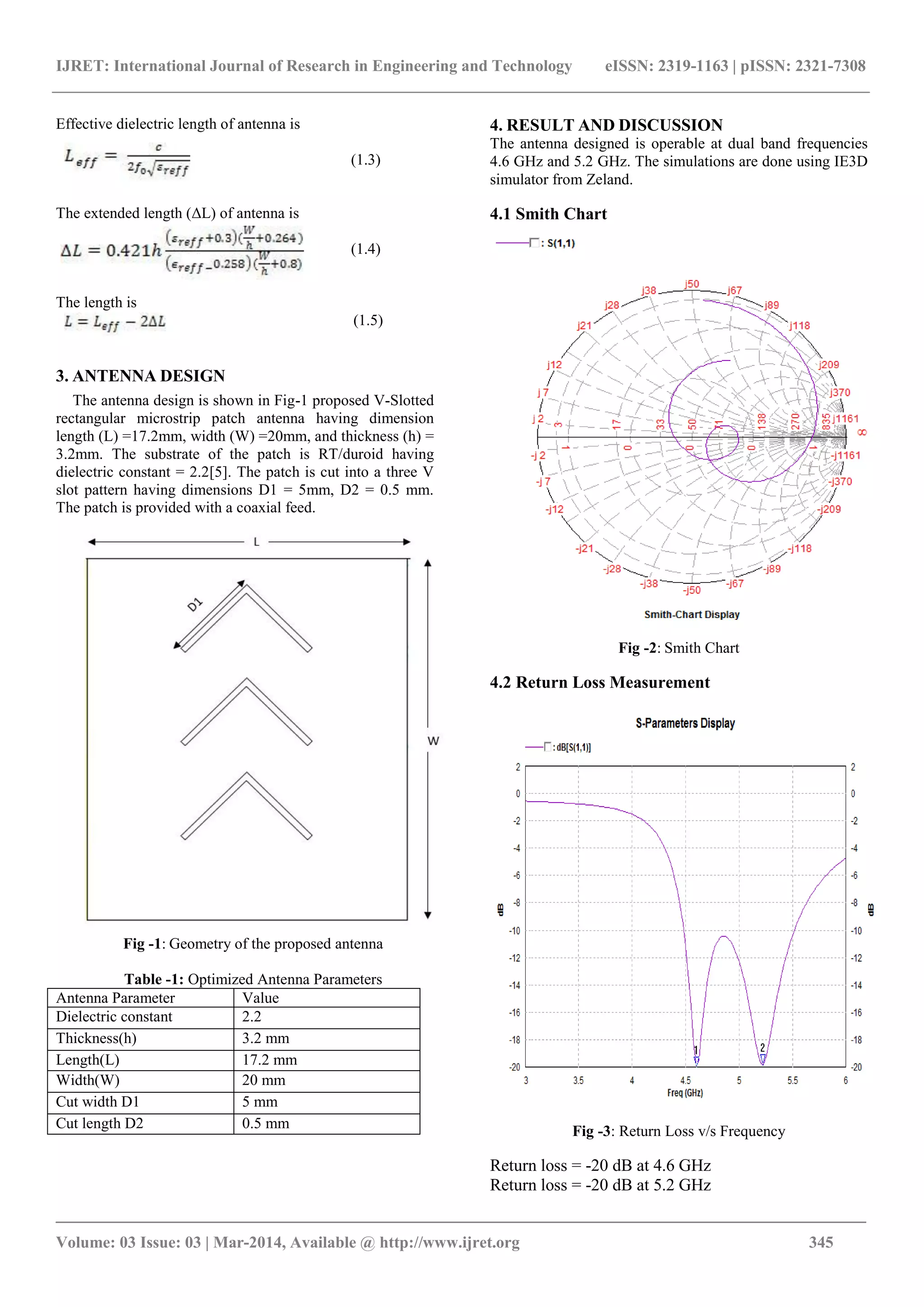 Design of v slotted microstrip patch antenna for yielding improved gain ...