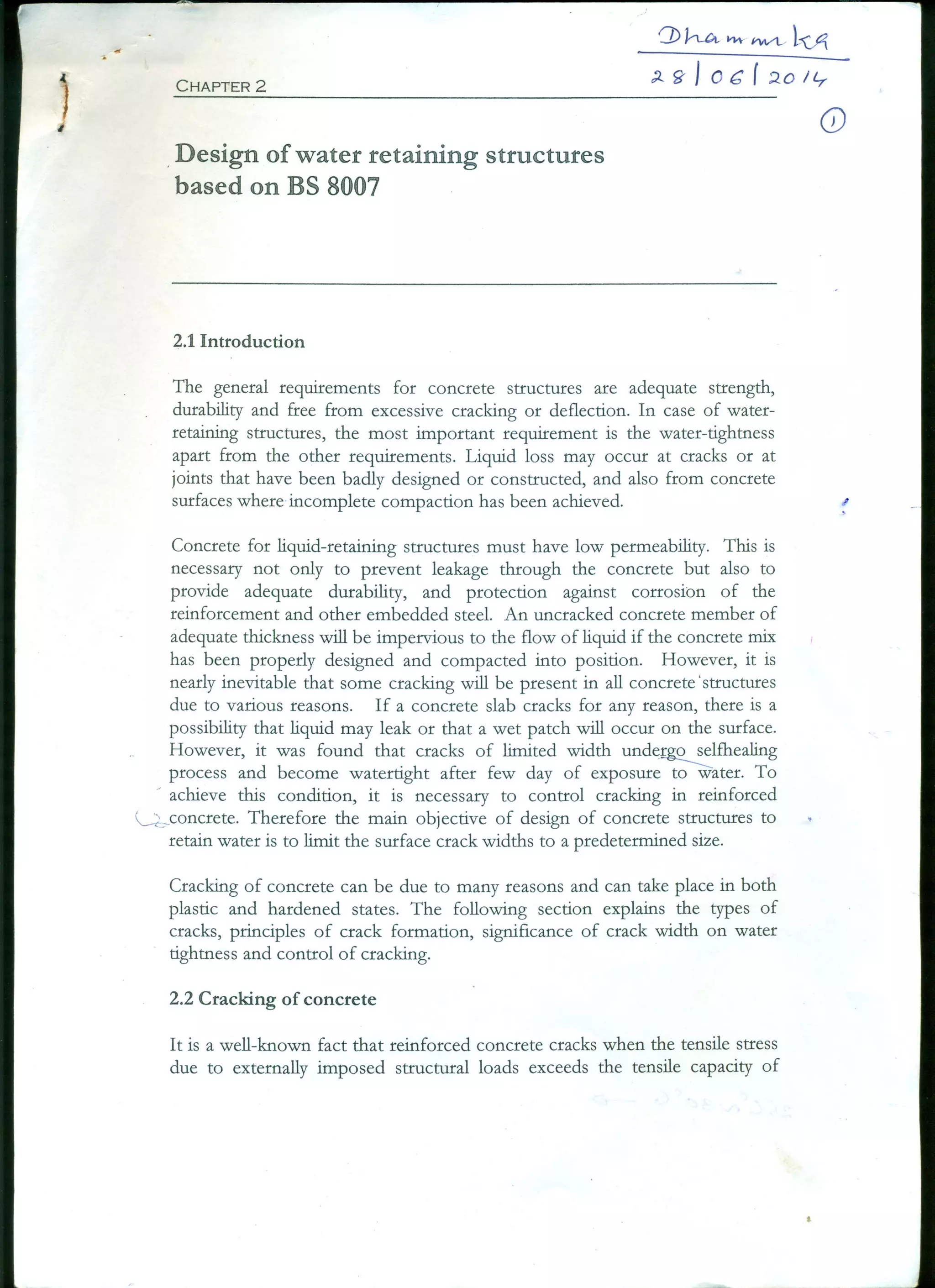 Design of water retaining structures based on 8007 | PDF