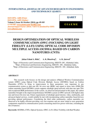 Design optimization of optical wireless communication owc focusing on light fidelity li fi using ...