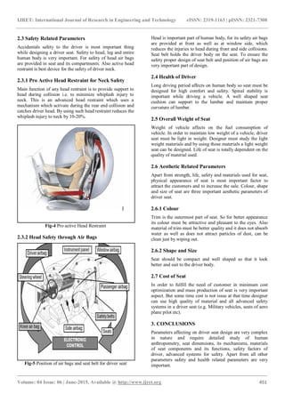 Design parameters of driver seat in an automobile | PDF