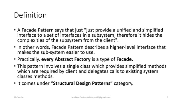 Design pattern - Facade Pattern | PPTX