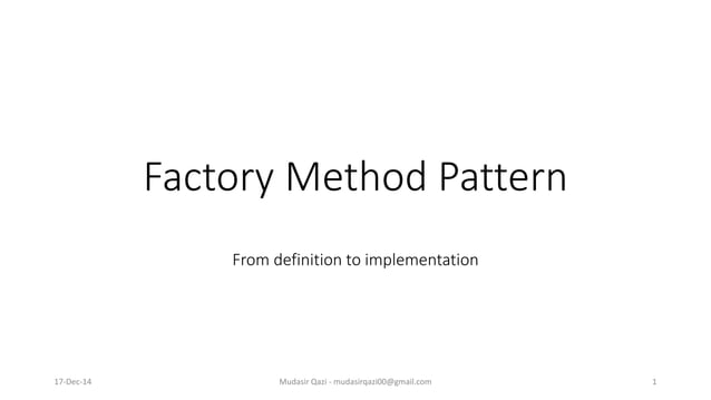 Design Pattern - Factory Method Pattern | PPTX