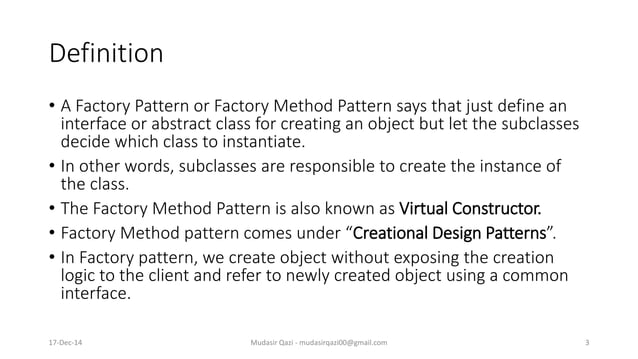 Design Pattern - Factory Method Pattern | PPTX