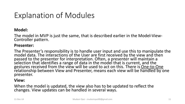 Design Pattern - MVC, MVP and MVVM | PPTX | Web Development | Internet