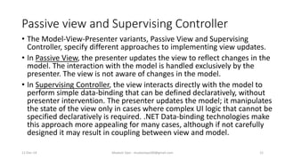 Design Pattern - MVC, MVP and MVVM | PPTX