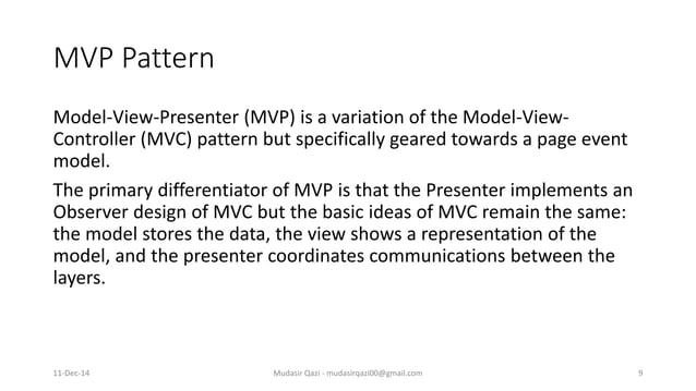 Design Pattern - MVC, MVP and MVVM | PPTX | Web Development | Internet