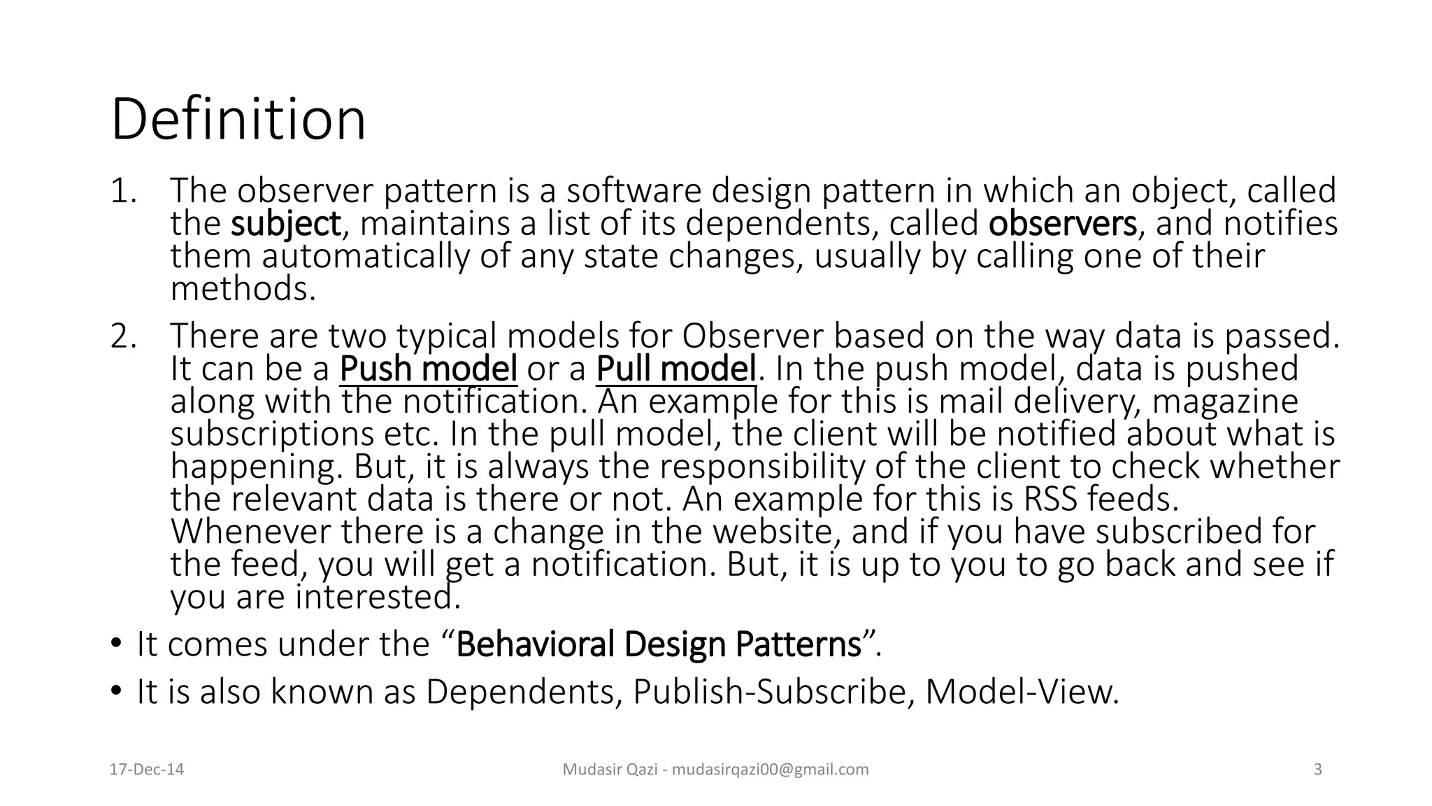 Design Pattern - Observer Pattern | PPTX