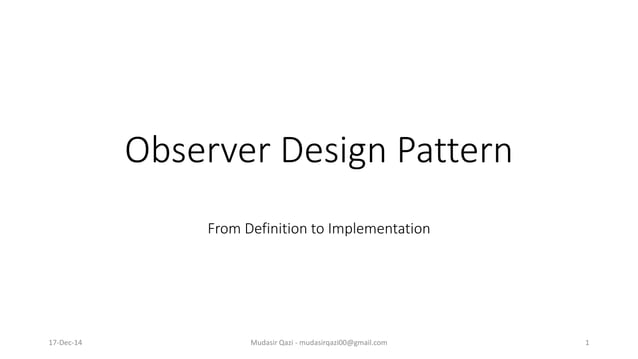 Design Pattern - Observer Pattern | PPTX | Programming Languages | Computing