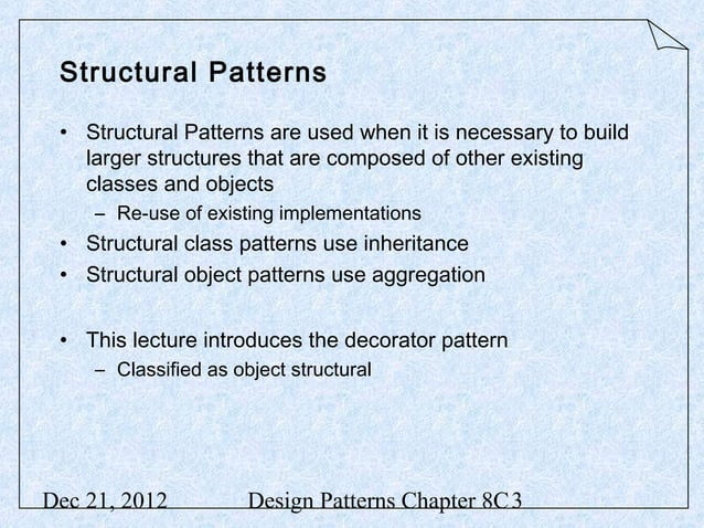 Design patterns structuralpatterns(thedecoratorpattern) | PPT