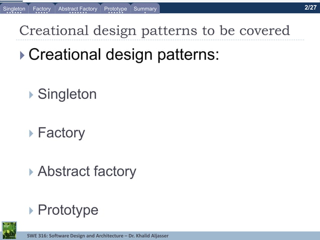 Design Patterns Creational Patterns Pptx Programming Languages Computing