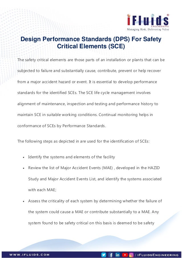 Design performance standards (dps) for safety critical elements (sce) Design performance standards (dps) for safety critical elements (sce)