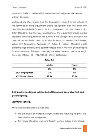 Typical Electrical Design philosophy. | PDF